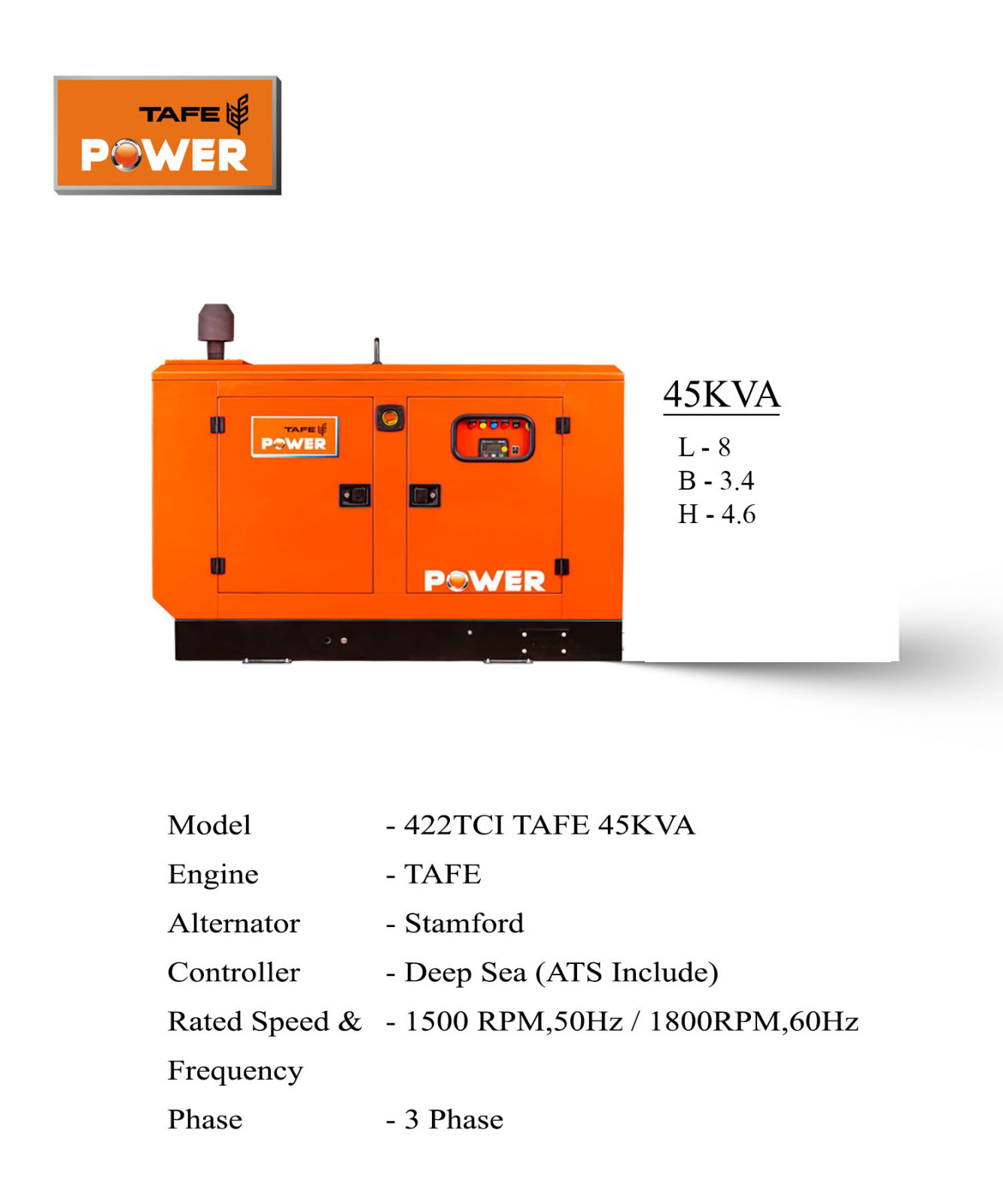 Tafe Power 45KVA SILENT TYPE POWER AMF PANEL (THREE PHASE) - Stanol Myanmar